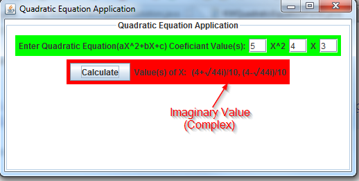 Java Program – Quadratic Equation Solution Application – Knowledge Sharing