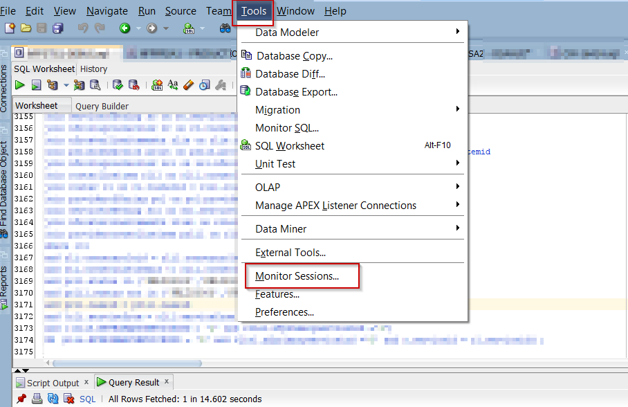 Oracle SQL Developer – Monitor Sessions – Knowledgewala